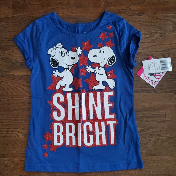 Snoopy | Shirts & Tops | New Snoopy Girls 6 Bluered Shine Bright Tee ...
